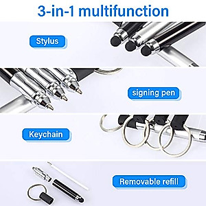 Outus 4 Pieces Mini Stylus Pen with Keyring Loop 3-in-1 Accessory Bullet Capacitive Stylus Pen Keychain Stylus Tablet Pen Touchscreen Stylus Pen