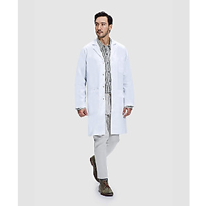 Dr. James 100% Cotton Premium Unisex Lab Coat for Men & Women, Phone & Tablet Pockets, Classic Fit, Snap Closing, 39" Length (S (Men S/Women M))