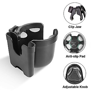 Stroller Cup Holder, MOMSIV 2 in 1 Universal Bike Cup Holder Rack Bottle Holder for Pushchair Stroller Bike Wheelchair Walker and More