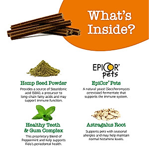 Zesty Paws OraStix for Dogs - Aller-Immune Sticks with Hemp Seed Turmeric EpiCor Pets Fish Oil Supports Immune Function Seasonal Allergies Skin Health Healthy Teeth Gum Blend 25oz