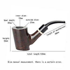 MUXIANG Ebony Tobacco Handmade Pipe Saddle Bent Stems with Imitation Ivory Decorative Ring Smoking Pipe Gift Box and Accessories WGAC0025