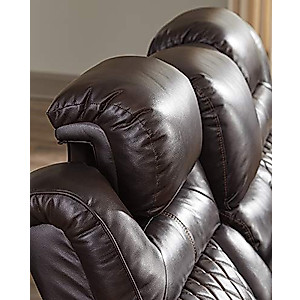 Signature Design by Ashley Warnerton Faux Leather Power Reclining Sofa with Adjustable Headrest, Brown