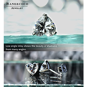 "STUNNING FLAME" 18K White Gold Plated 925 Sterling Silver Cubic Zirconia Heart Shape Cut Stud Earrings | CZ Studs for Women（Heart ，7）