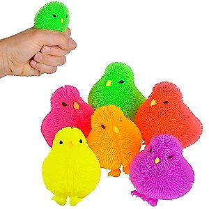 The Dreidel Company Chicken Puffer Rubber Duck Toy Duckies for Kids, Stress Reliever Toy for Kids, Bath Ducky, Birthdays, Baby Showers, Easter Day Activity, 3.25" Inches (6-Pack)