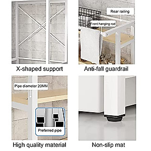 KEAVY Above Washing Machine Shelf, Shelves Above Toilet with Hanging Rod, Over The Washer and Dryer Storage Shelf, Bathroom Space Saving Organizer Rack