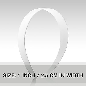 VOKOY 24 Pcs White Plastic Headbands, 1" Wide No Teeth Plain Headbands DIY Hair Bands Headbands for Girls Women