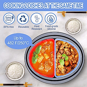 CHAHOT Silicone Slow Cooker Liners-2Pcs Slow Cooker Divider Liners for Crock Pot 6QT, Reusable Leakproof Dishwasher Safe BPA Free Food Grade Silicone Slow Cooker Liners for Crockpot Slow Cooker 6-7QT