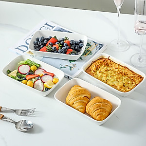 XINLTC 13.5oz Ceramic Baking Dish Set of 4, 7×4.3 inch Rectangle Baking Dishes, Porcelain Ramekins Oven Safe, Creme Brulee Souffle Baking Ramekin Dishes, Small Baking Dish for Air Fryer