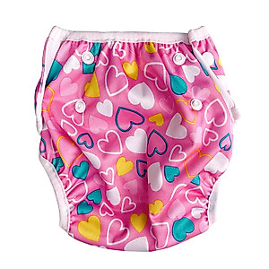 Swim Diapers, Cloth, Reusable, Waterproof, Leakproof, Adjustable Size 1 2 3 4 Grows with Baby, Pink, Girls