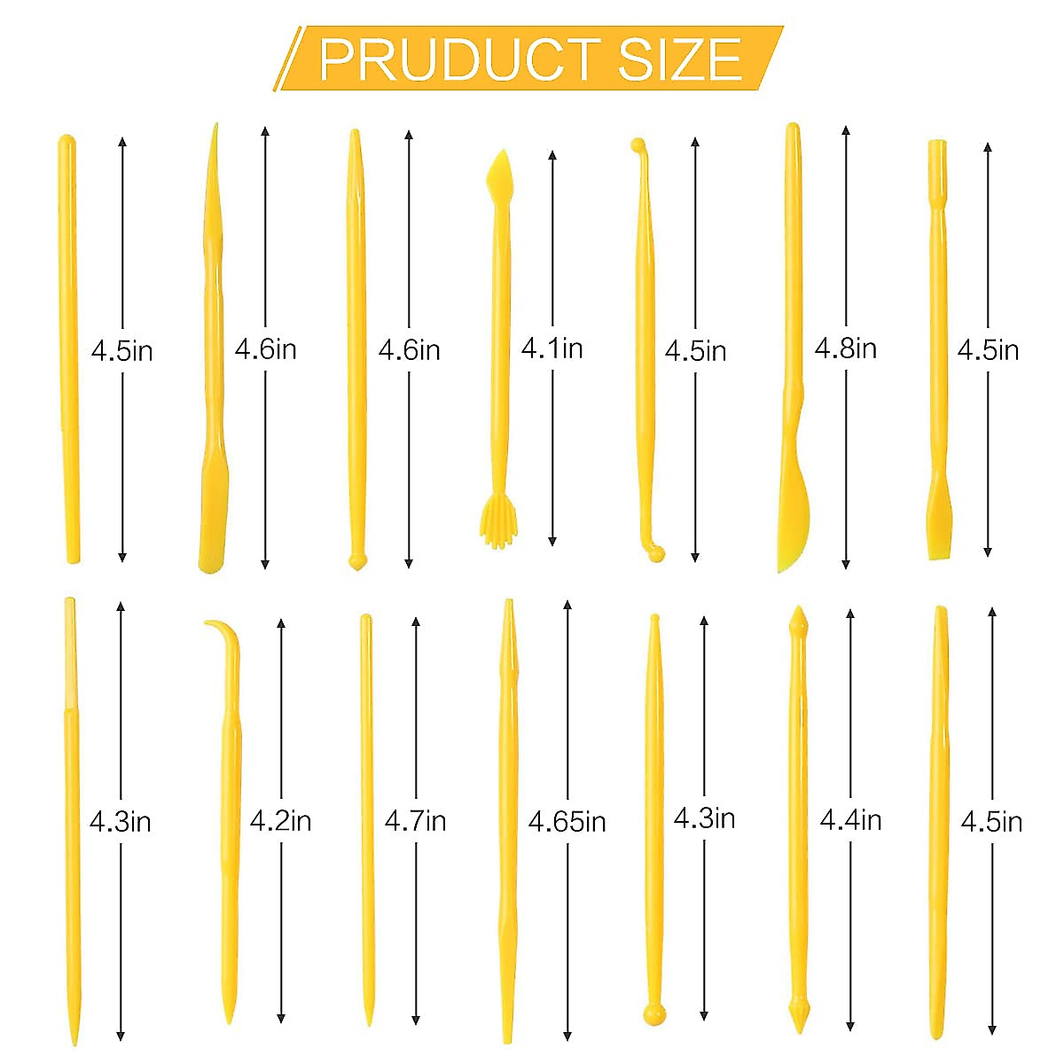 Clay Tools, 14-Piece DIY Plastic Polymer Carving Set Clay Kit Pottery Modeling for Carving, Styling, Embossing, Suitable Beginner