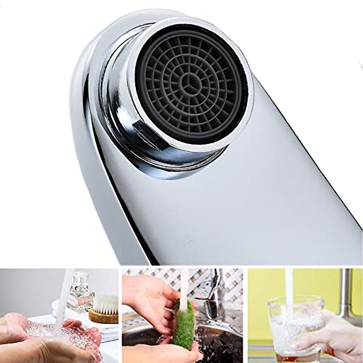 Awlstar Single Hole Touchless Bathroom Sink Faucet Hands Free Kitchen Faucet Polished Chrome DC-Powered, 6*6 inches, Silver
