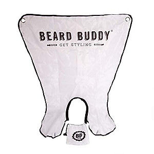 Fizz Creations Beard Buddy Shaving Bib - Attaches to Mirror with Suction Cups for Mess Free Styling Trimming, White, 1 Count (Pack of 1), 3003