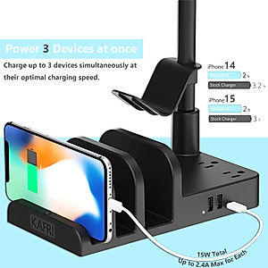 KAFRI Universal Stand for Headphone and Controller, Desk Gaming Headset Holder with USB A&C Chargers and 2 Outlets, Storage Organizer for Switch/Phone/iPad, Desktop Gamer Accessories Boyfriend Gifts