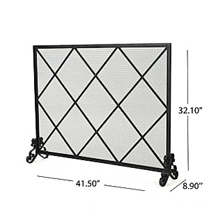 Christopher Knight Home Howell Single Panel Iron Fireplace Screen, Black