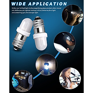 Keiurot E10 Led Bulb Flashlight Bulbs E10 Mini Led Bulb 6V 6.3V DC/AC for Physical Electrical Experiment,Magnifying Glass,Slide Viewers,Microscope lamp White,10Pack