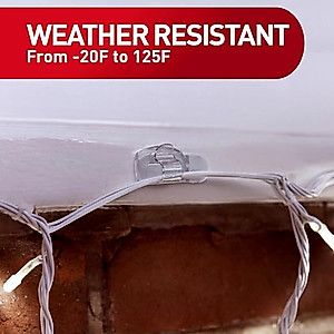 Command Outdoor Light Clips, 16 clips, 20 strips, Water-Resistant Adhesive (17017CLR-AWES), Clear (17017CLR-AW-E)