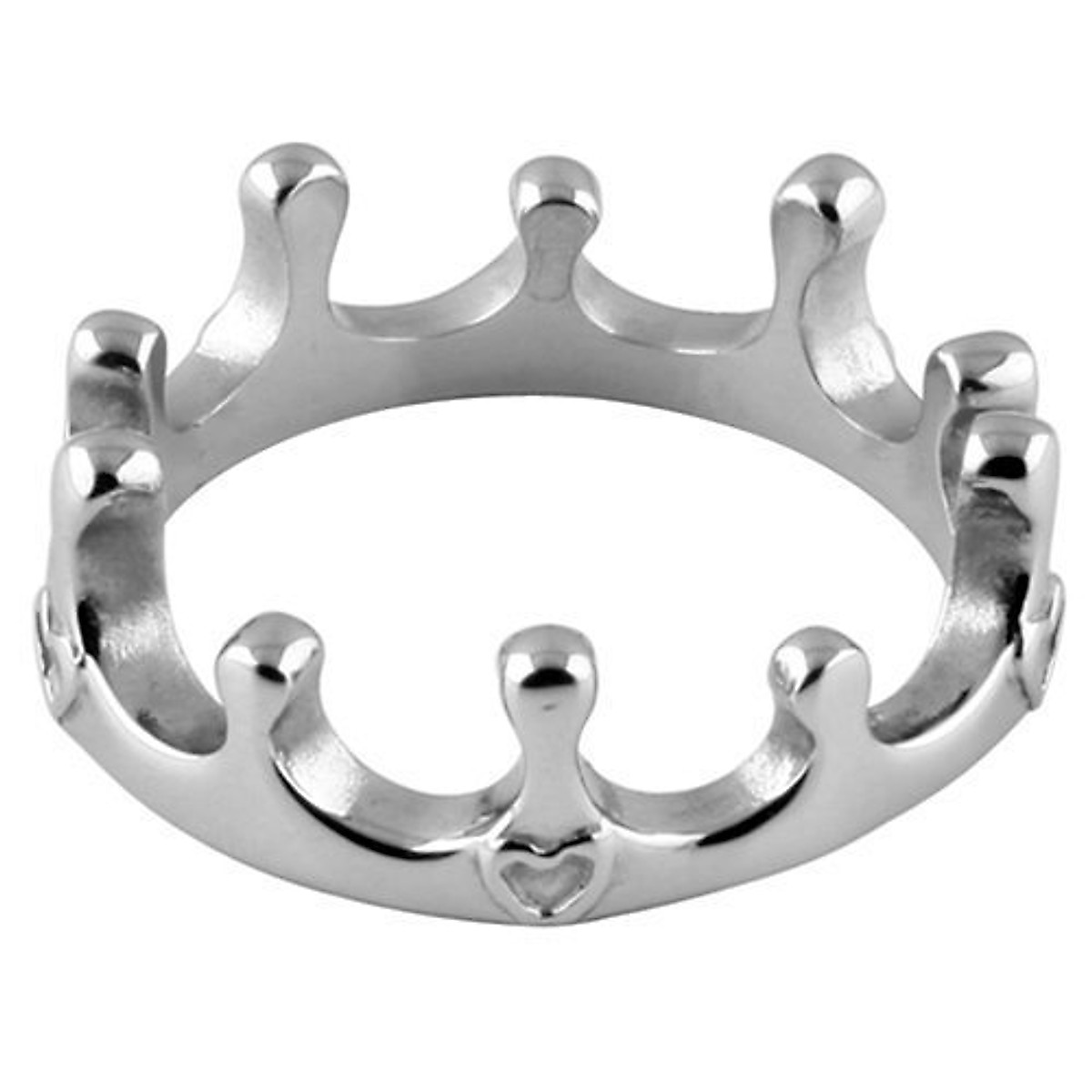 JewelryVolt Stainless Steel Ring Crown Heart Queen Casting (D 8)