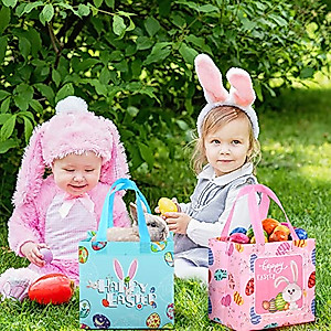 STYPOP Easter Gift Bags 18 Pack Reusable Easter Basket for Kids Non-woven Easter Bags with Handles Personalized Treat Bags Easter Bunny Egg Gnome Party Bags for Egg Hunt Games Easter Candy Bags