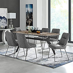 Armen Living Quartz Gray Fabric and Metal Dining Room Chairs-Set of 2, 34" H