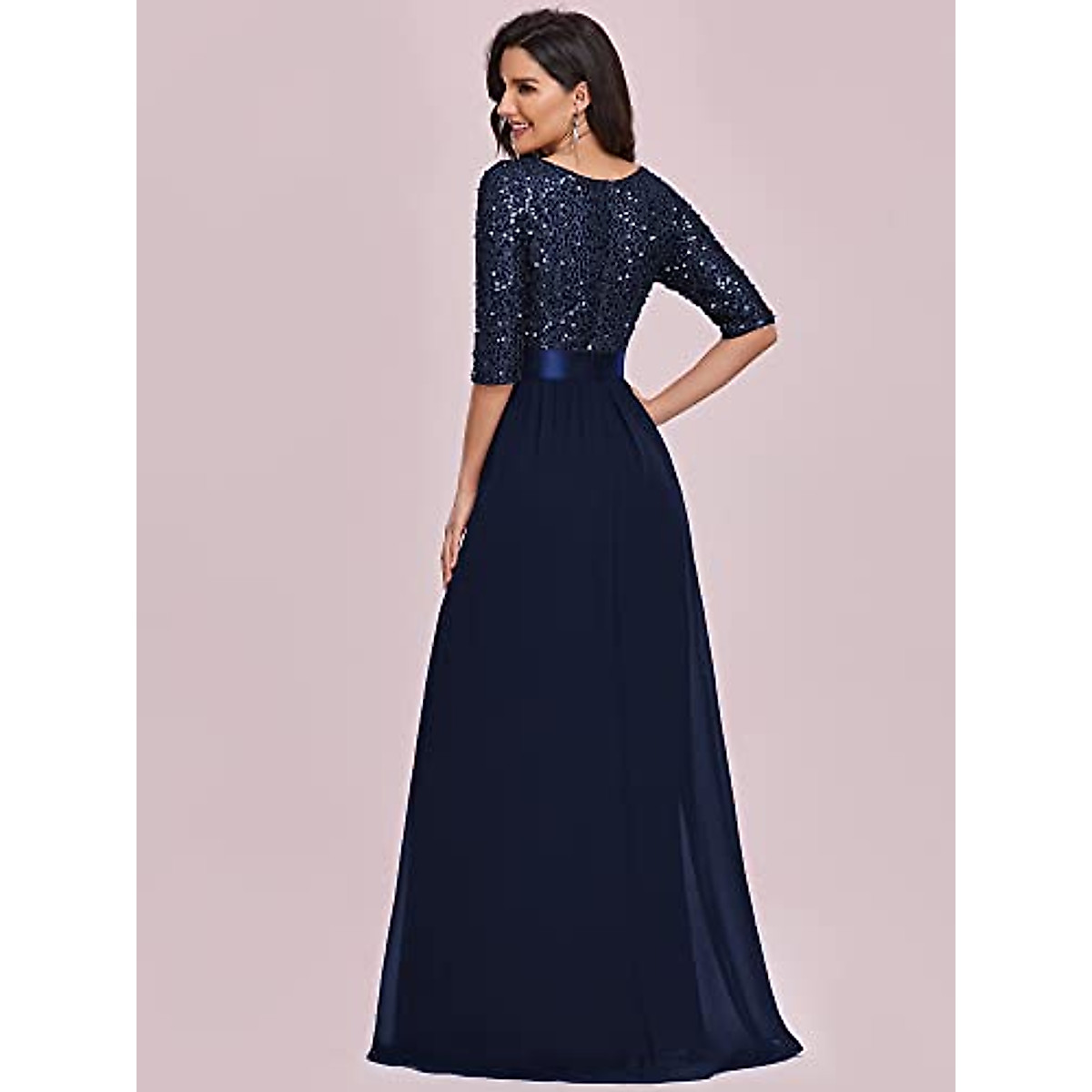 Ever-Pretty Elegant Prom Dress for Women Long Wedding Guest Gowns Navy Blue US14