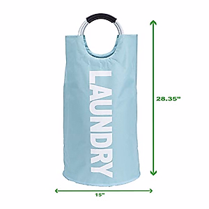 Mind Reader DORMHAMP-BLU 82L Large Basket (5 Colors) Collapsible Fabric Laundry Hamper, Foldable, Folding Washing Bin, Clothing Bag, Double Layer with PE Board, Blue