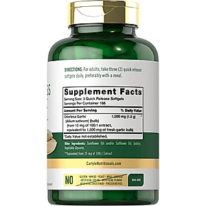 Carlyle Odorless Garlic Softgels 1500mg | 500 Pills | Non-GMO, Gluten Free Extract Supplement