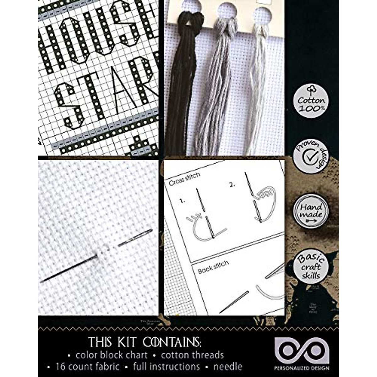 Game of Thrones Cross Stitch Kit House Stark - DIY Father's Day Gift - Hand Embroidery Bookmark with GoT Pattern