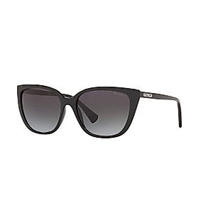 Ralph by Ralph Lauren Women's RA5274 Butterfly Sunglasses, Shiny Black/Grey Gradient, 56 mm