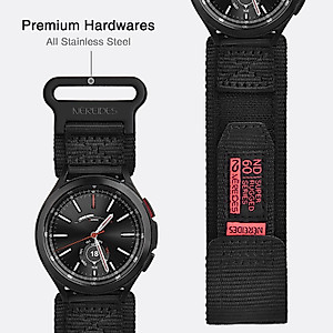 Nereides Band Compatible with Samsung Galaxy Watch 7 6 5 4 40mm 44mm/ Watch 6 4 Classic/Watch 5 Pro/Watch 3 Classic 41mm/Active 2, 20mm Nylon Replacement Sports Strap for Men Women(Black,L)