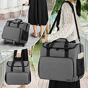 Trunab Rolling Scrapbook Tote Craft Organizers and Storage with Wheels, Craft Bag for 12 X 12 inch Scrapbook Album and Laptop, for Women, Grey