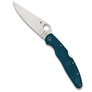 Spyderco Signature Series Police 4 Knife with 4.38" K390 Stainless Steel Blade and Lightweight FRN Blue Handle - PlainEdge - C07FP4K390