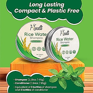 Healti Rice Water Shampoo and Conditioner - Rice Water for Hair Growth Moisturizing, Dry Damaged Hair, Vegan, pH Balance | Thickening Formula for Hair Loss Treatment