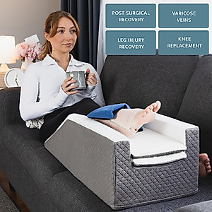 Kӧlbs Single Or Double Leg Elevation Pillow | Post Surgery Leg Pillow | Stylish Chic Jacquard Cover | Ankle Knee and Leg Support Pillow for Injury After Surgery (Adjustable)
