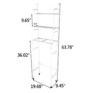 HAHRIR 3-Shelf Bathroom Organizer Over The Toilet Space Saver Over The Toilet Rack Bathroom Corner Stand Storage Organizer (White)