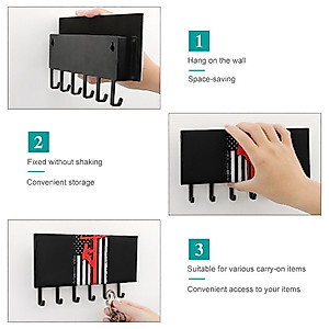 American Flag Lineman Key Hangers with 6 Hooks Large Wall Mounted Key Holder for Entryway