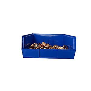 Pack of 6 Blue Plastic Storage Bin Hanging Stacking Containers, Plastic Stack & Hang Bin, Shelf Bin for Tools School, Hospital, Office, Toys - 11"W x 10-7/8"D x 5"H