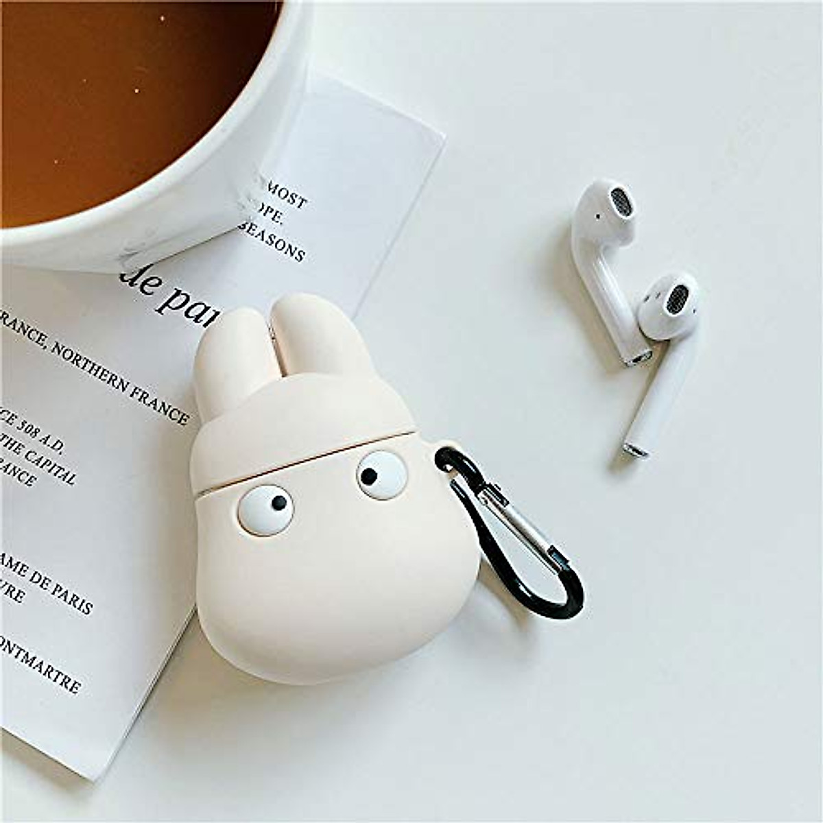 Rertnocnf Compatible with Earbuds Case Airpods 1 & 2, Cute Fun Cartoon Animal Cross-Eyed Totoro Design Creative Wireless Earphone Cover Soft Silicone Anti-Scratch Shockproof Protector with Keychain