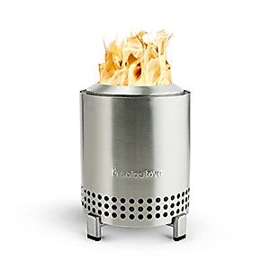Solo Stove Mesa Tabletop Fire Pit with Stand | Low Smoke Outdoor Mini Fire for Urban & Suburbs | Fueled by Pellets or Wood, Safe Burning, Stainless Steel, with Travel Bag, 6.9 x 5.1 in, 1.4lbs