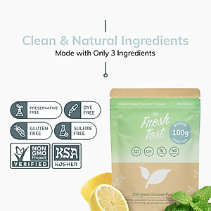 The Fresh Test® Glucose Beverage, 100 gram Powder Drink Mix | Additive-Free, Non-GMO, Organic Ingredients | Mint Lemonade
