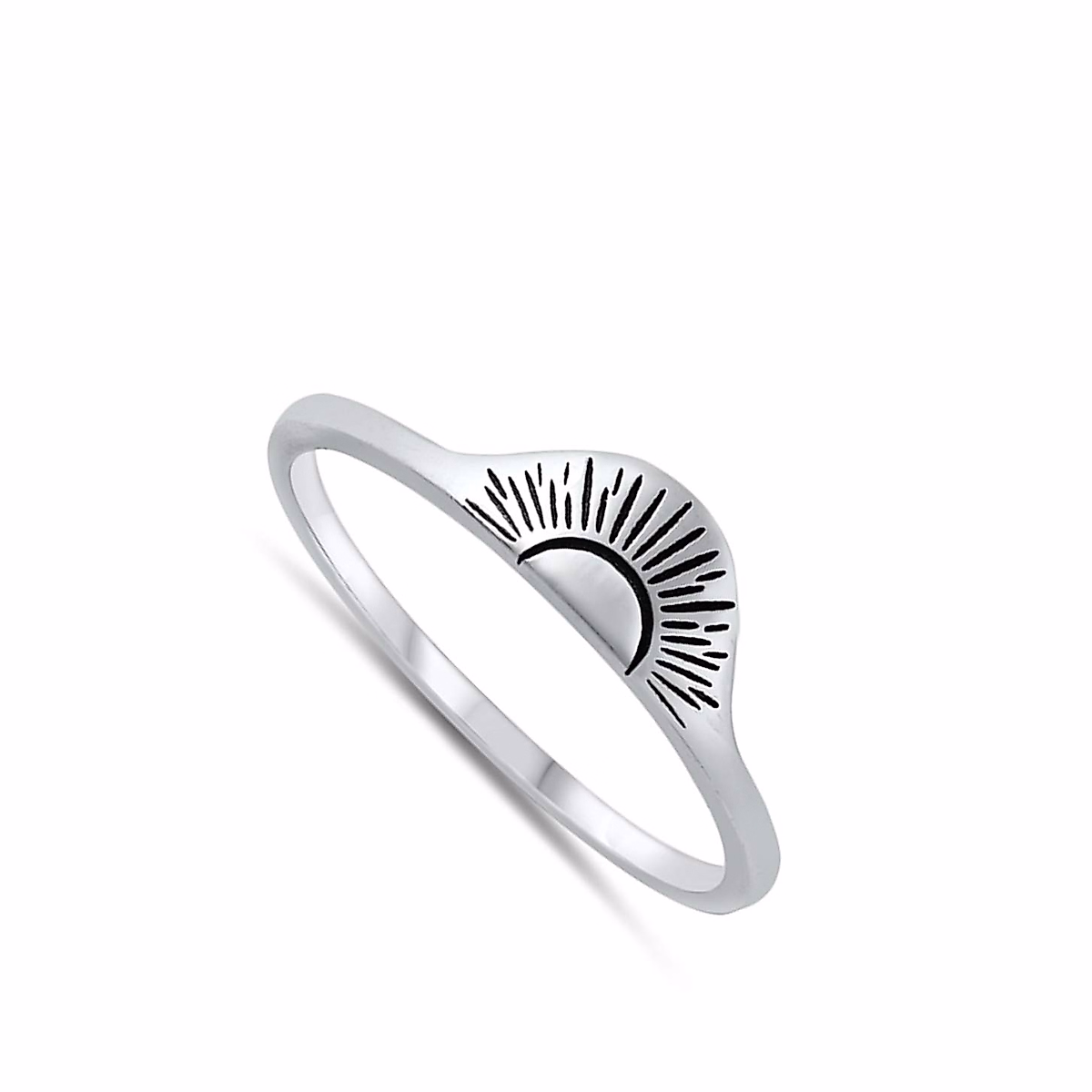 Engraved Boho Sunrise Festival Fashion .925 Sterling Silver Band Size 9