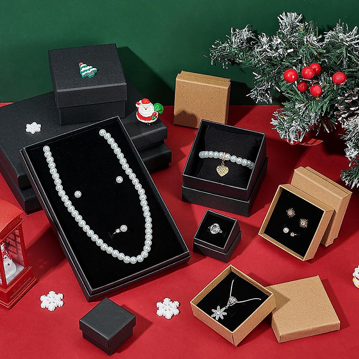 BENECREAT 6 Pack Kraft Square Cardboard Present Gift Boxes for Bangle Wrist Watch and Other Jewelry Set - 3.5x3.5x2 Inches