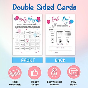 WOODAMORE Baby Gender Reveal Games for Guests - 4 Funny Baby Shower Games for Gender Reveal Party Decoration, Baby Shower Bingo Game, Boy Or Girl Gender Reveal Baby Prediction Cards, Old Wives Tales