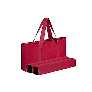 HNDTEK American Mahjong Set - Red Burgundy Soft Bag - 166 White Engraved Tiles, 4 All-in-One Rack/Pushers Western Mah Jongg Game Set