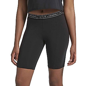 Kendall + Kylie Women's Logo Cotton Bike Short, Black, Extra Large