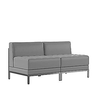 Flash Furniture HERCULES Imagination Series 2 Piece Gray LeatherSoft Waiting Room Lounge Set - Reception Bench