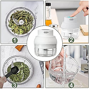 Andekas Electric Herb Grinder - 3.9"/3.4oz Large Capacity Grinder with USB Rechargeable and Brush, Perfect for Grinding Spices & Herbs (White)