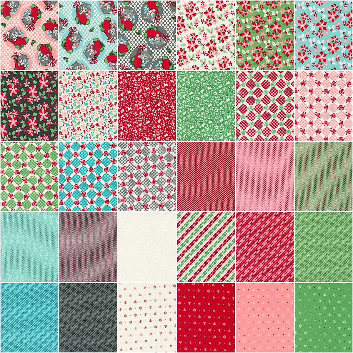 Urban Chiks Kitty Christmas Charm Pack 42 5-inch Squares Moda Fabrics 31200PP