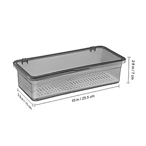 TOPBATHY Flatware Plastic Tray with Lid Kitchen Cutlery and Utensil Drawer Organizer Silverware Countertop Storage Container (Black)