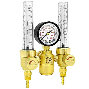 OYHBO Dual Output Argon Regulator Flow Meter for Tig Mig Welding Welder CGA-580 Inlet