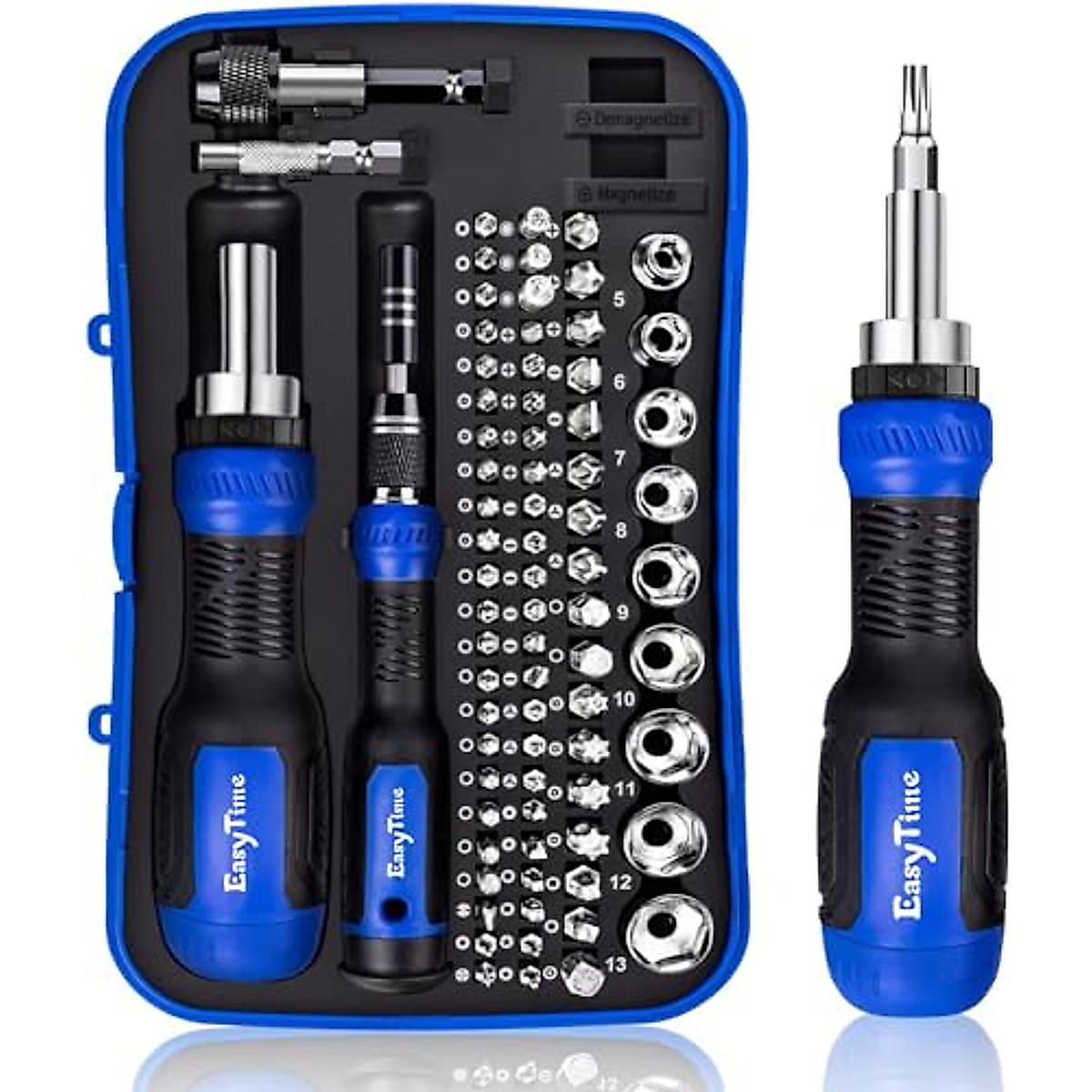 Ratcheting Screwdriver Set Socket Bits: EasyTime 78pcs Precision Magnetic Screwdriver Bit with Storage Case- Repair Tool Kits for Furniture Car Bike Computer PC PS4 Electronic Device and Househould